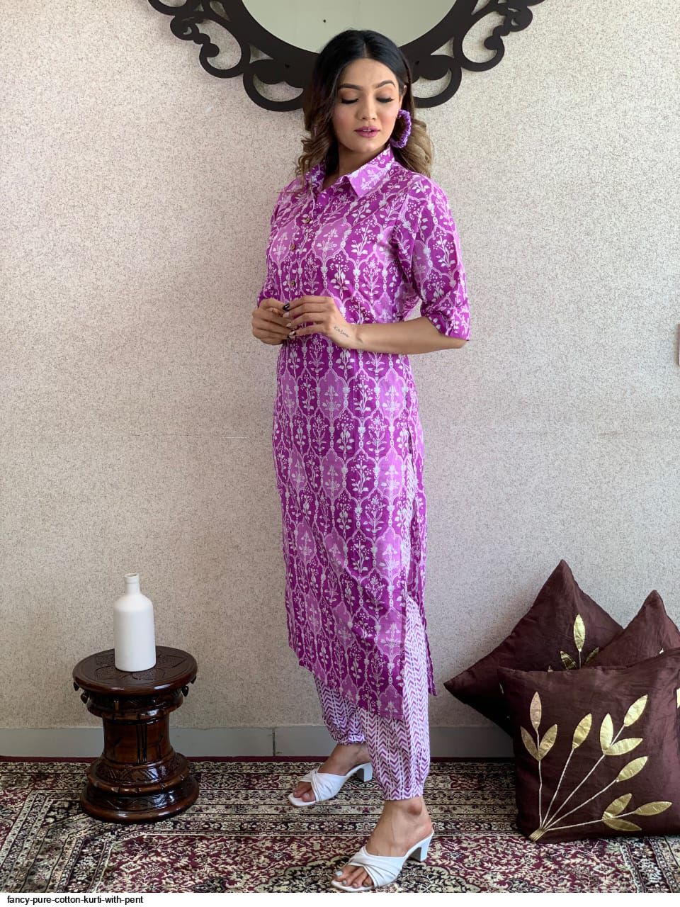 FANCY PURE COTTON KURTI WITH PENT