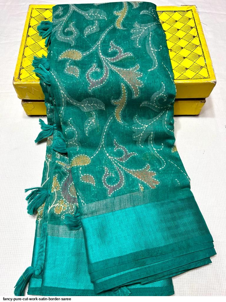 FANCY PURE CUT WORK SATIN BORDER SAREE