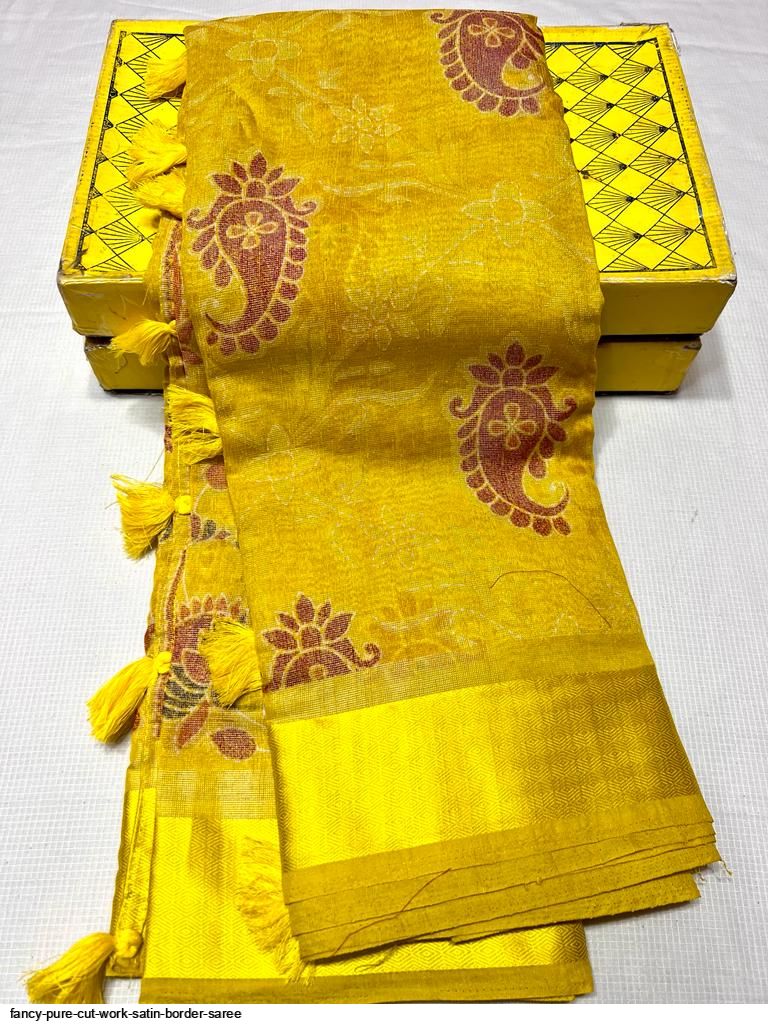 FANCY PURE CUT WORK SATIN BORDER SAREE