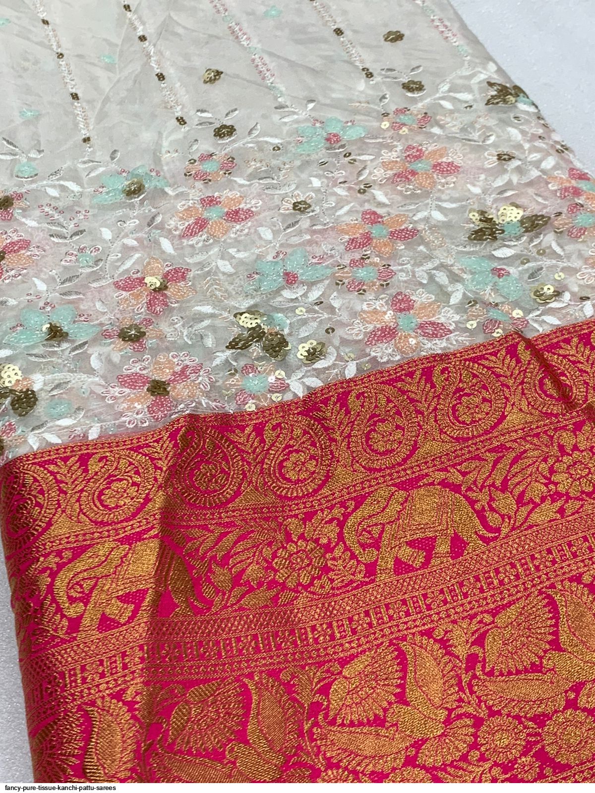 FANCY Pure Tissue Kanchi Pattu Sarees