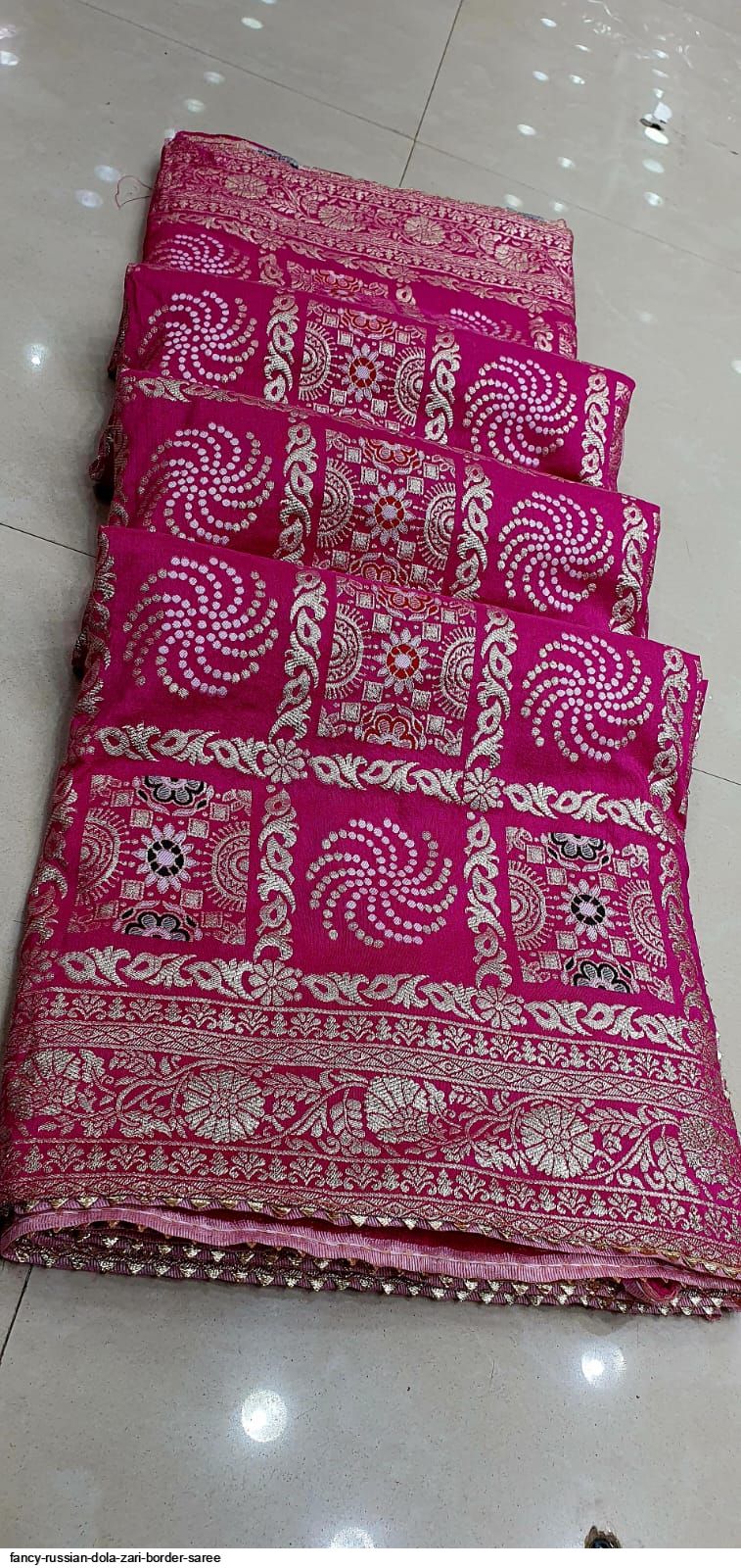 Fancy Russian Dola Zari Border Saree