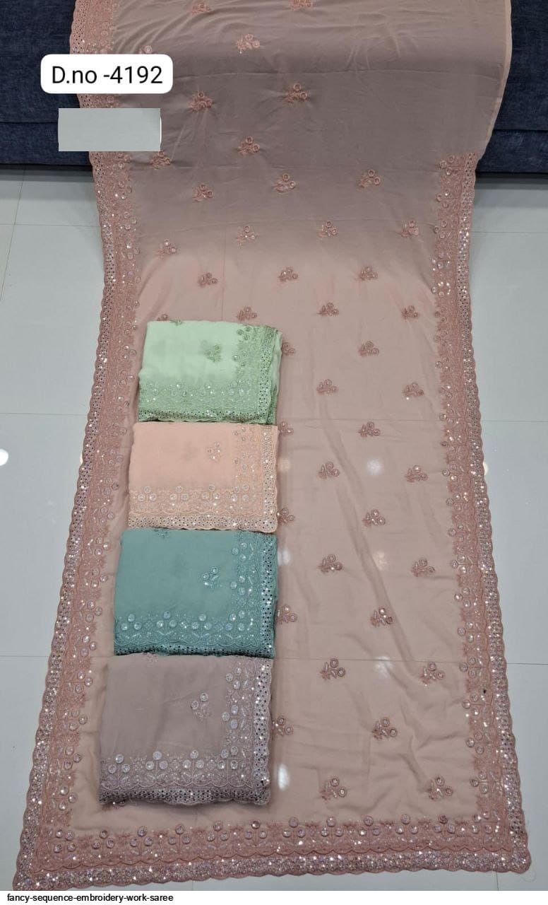 fancy Sequence Embroidery work saree