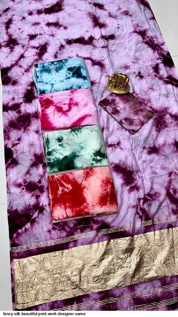 FANCY SILK Beautiful Print WORK Designer Saree