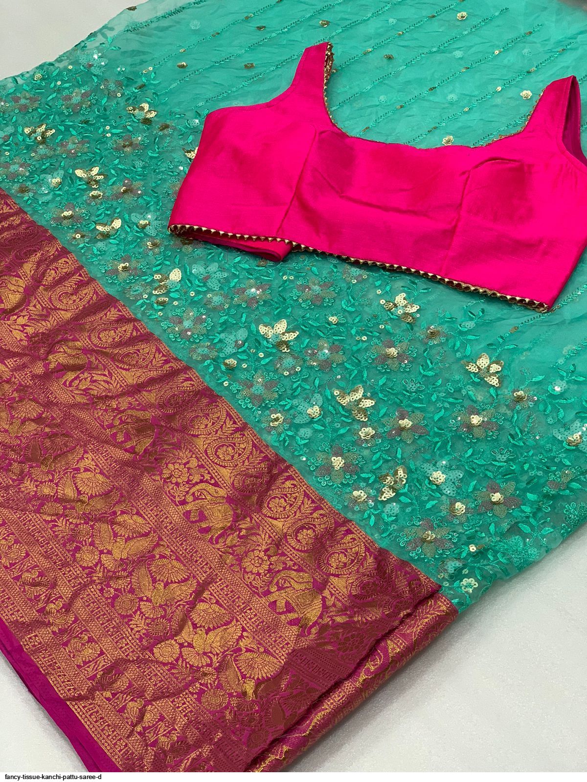 fancy Tissue Kanchi Pattu Saree