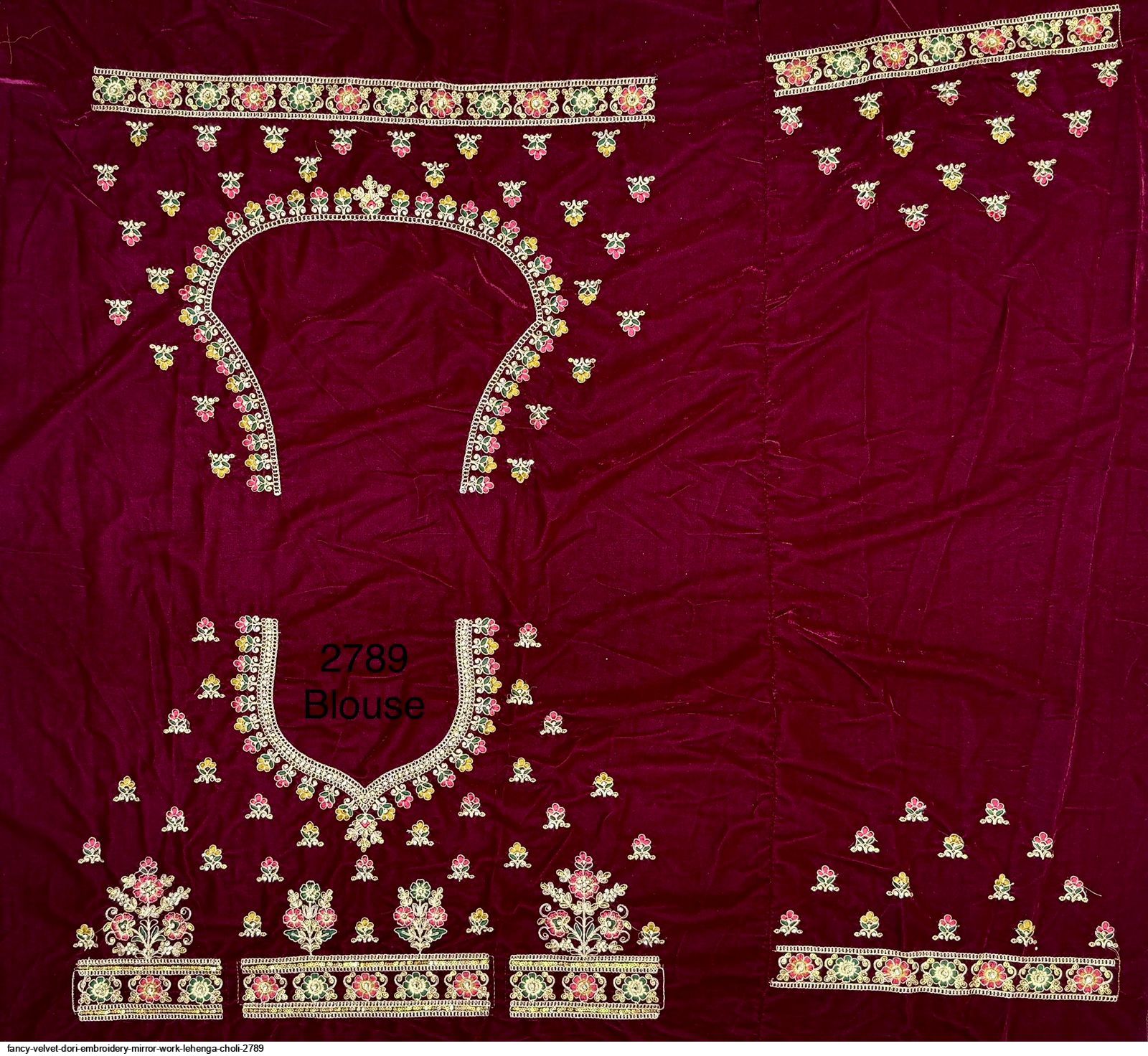 Fancy Velvet Dori embroidery mirror work LEHENGA CHOLI 2789