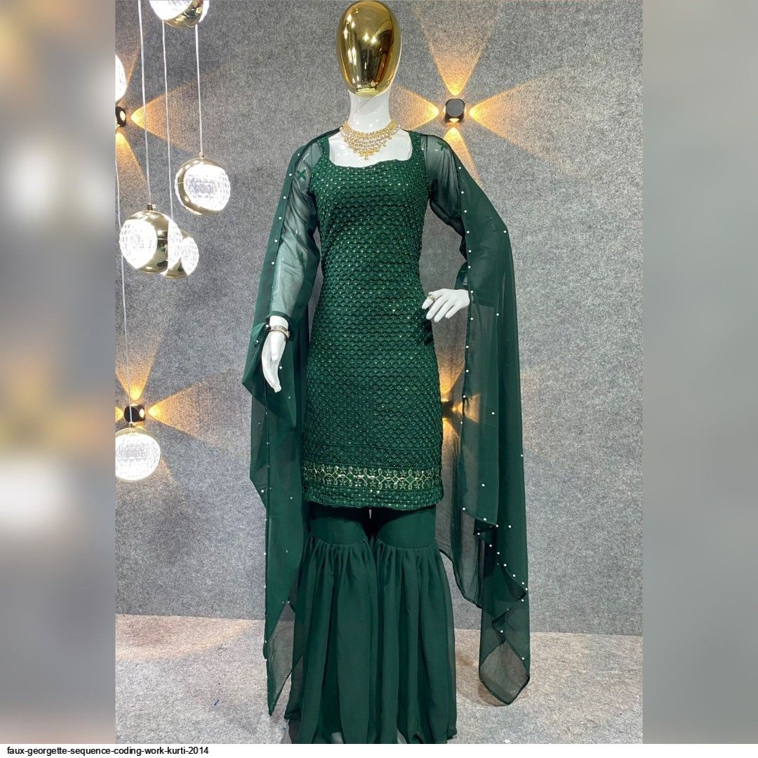 Faux Georgette Sequence Coding work KURTI 2014