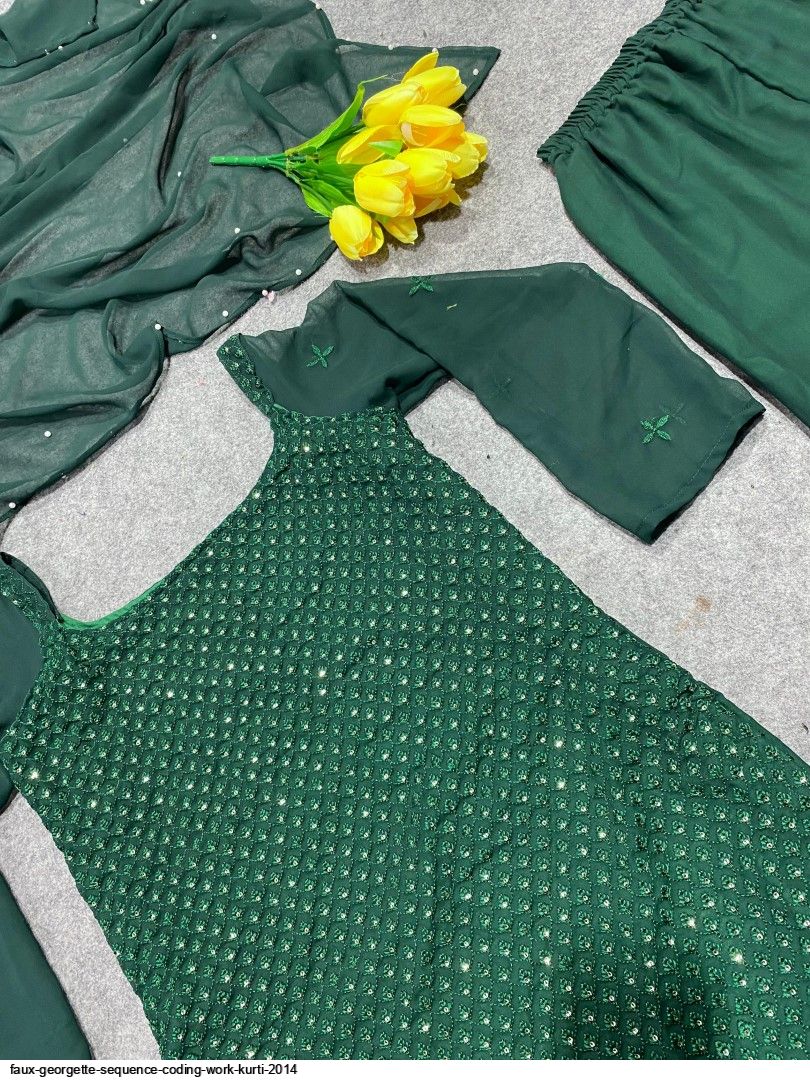 Faux Georgette Sequence Coding work KURTI 2014