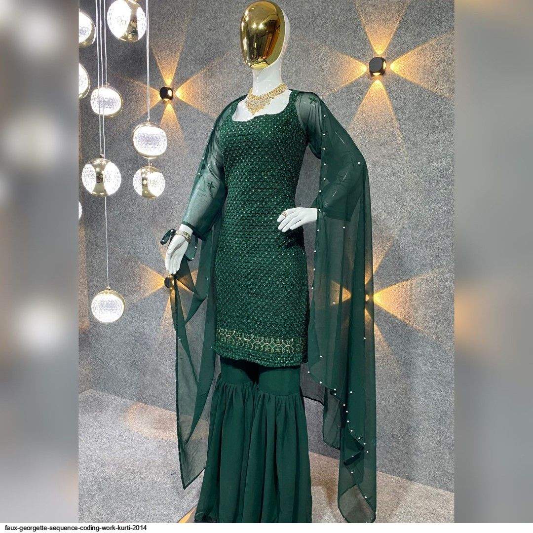 Faux Georgette Sequence Coding work KURTI 2014