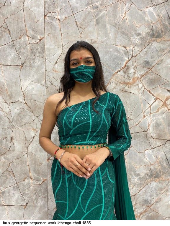 faux georgette sequence work lehenga choli 1835