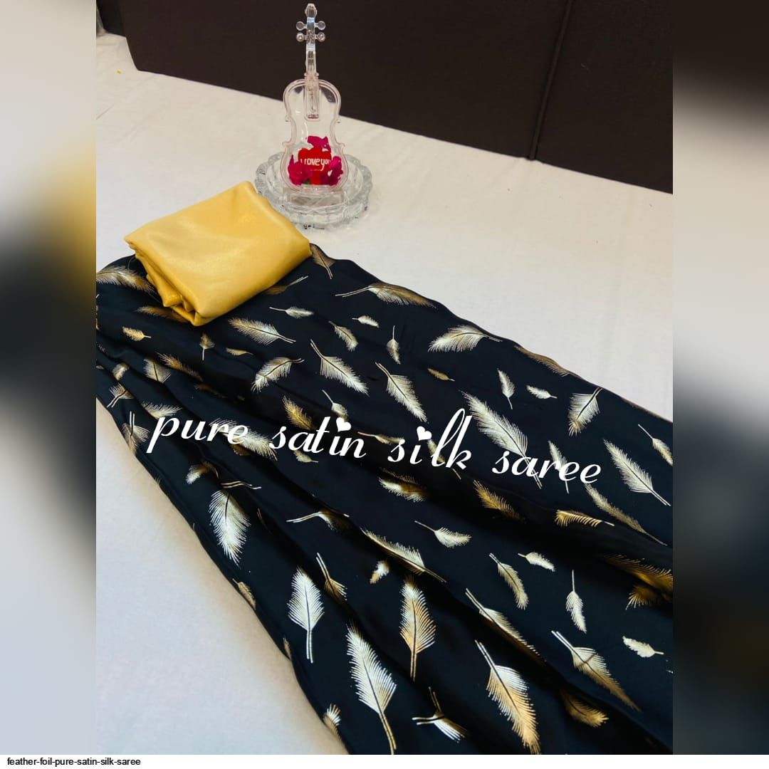 Feather Foil pure satin silk saree