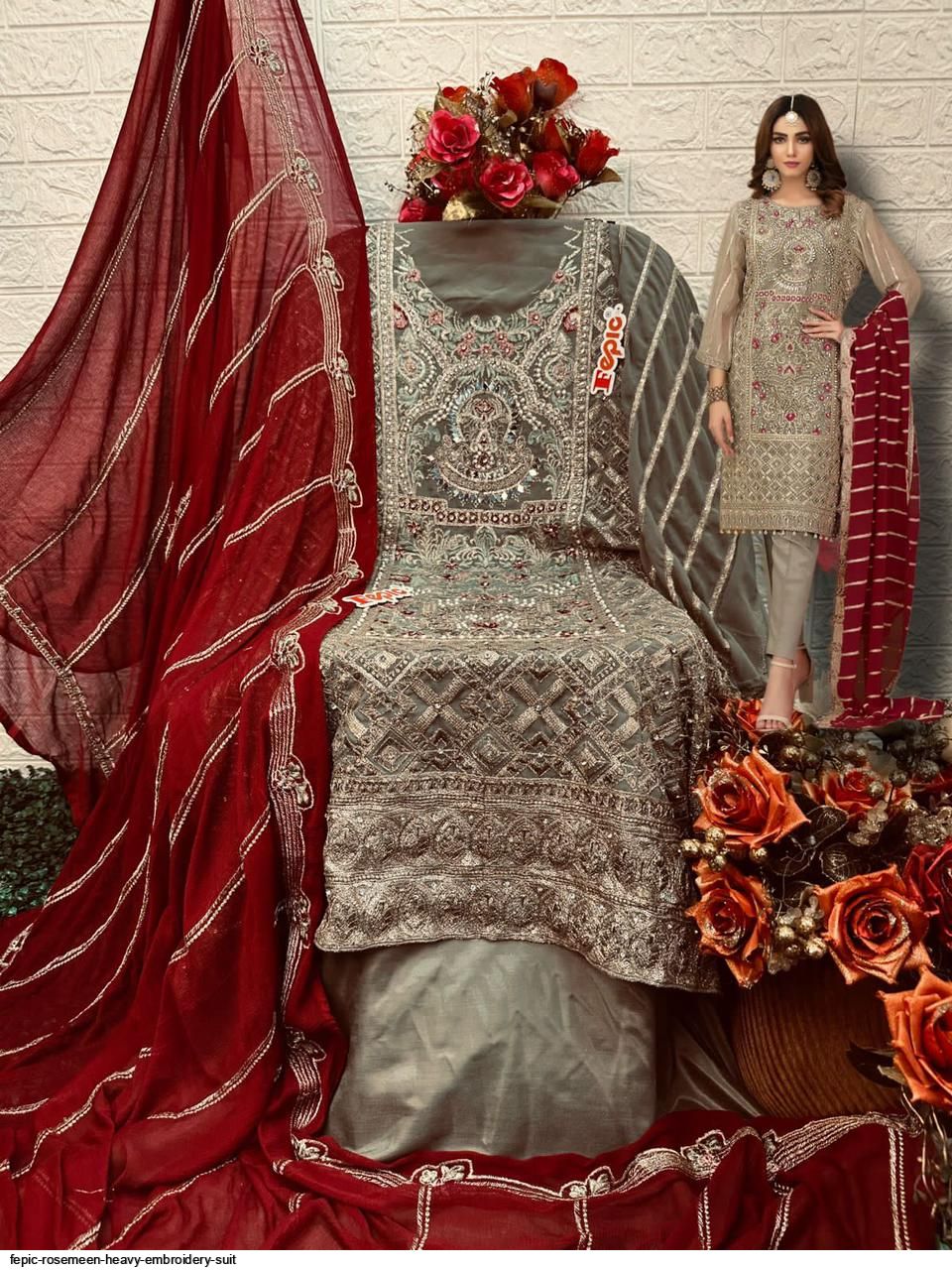FEPIC ROSEMEEN HEAVY EMBROIDERY SUIT