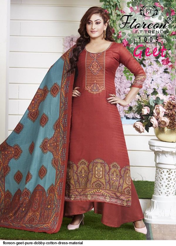 Floreon Geet Pure Dobby Cotton dress material