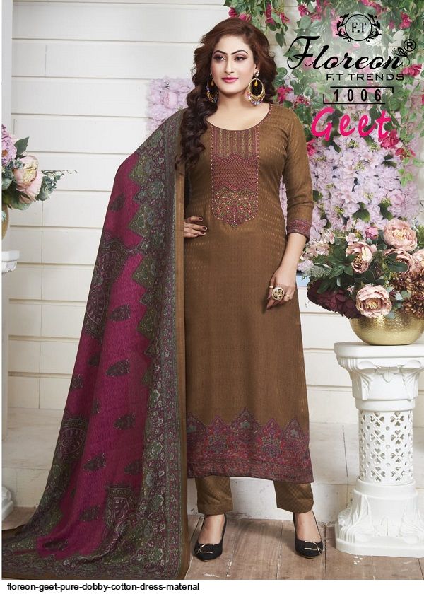 Floreon Geet Pure Dobby Cotton dress material