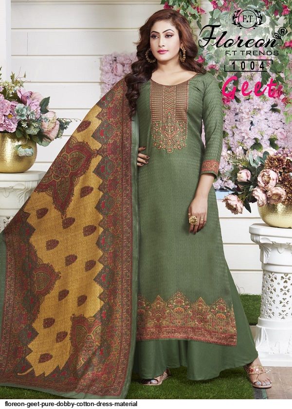 Floreon Geet Pure Dobby Cotton dress material