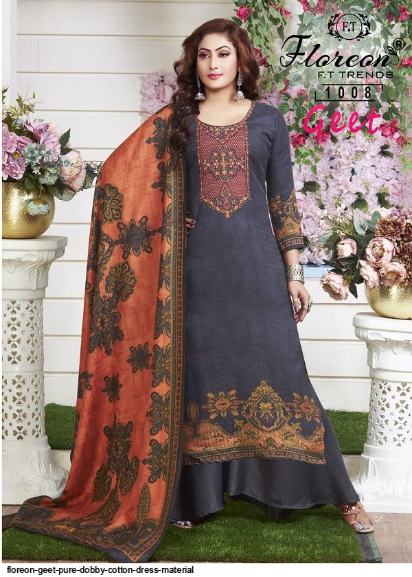 Floreon Geet Pure Dobby Cotton dress material