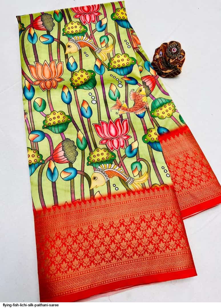 Flying Fish Lichi Silk Paithani Saree