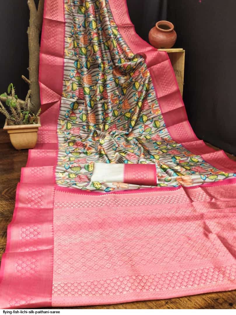 Flying Fish Lichi Silk Paithani Saree