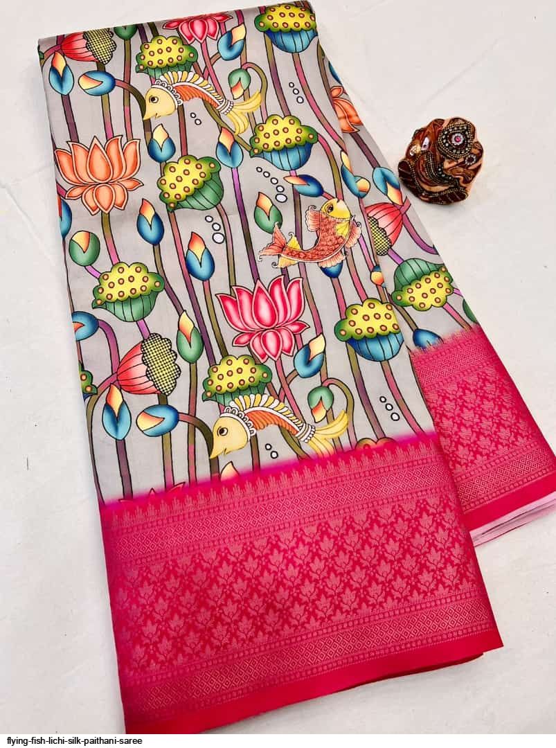 Flying Fish Lichi Silk Paithani Saree