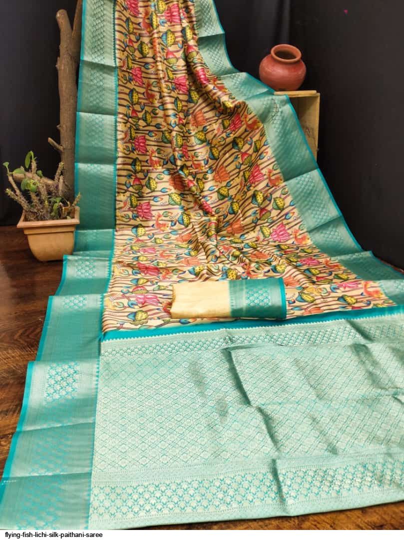 Flying Fish Lichi Silk Paithani Saree
