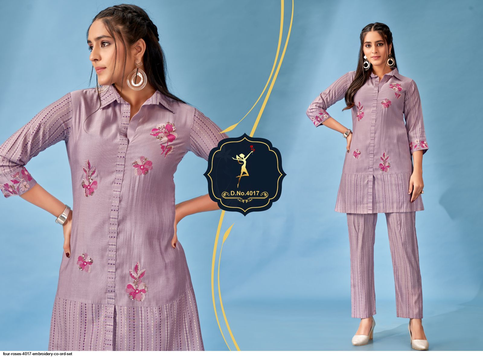 FOUR ROSES 4017 EMBROIDERY CO ORD SET