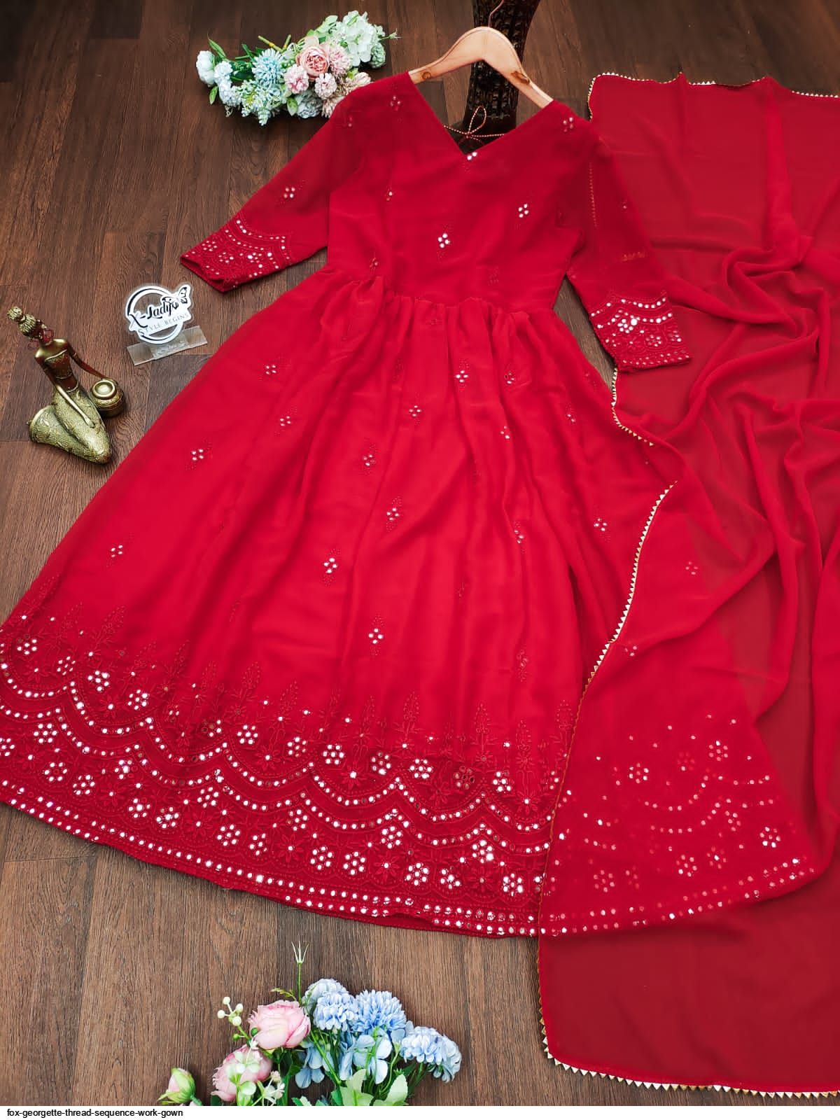 FOX GEORGETTE THREAD SEQUENCE WORK GOWN