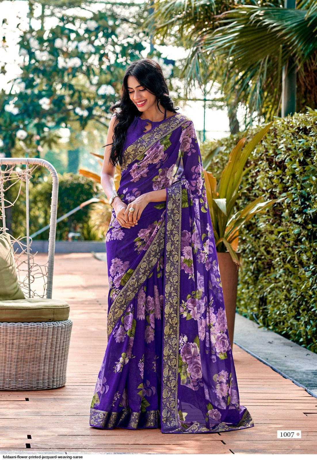 Fuldaani FLOWER PRINTED JACQUARD WEAVING SAREE