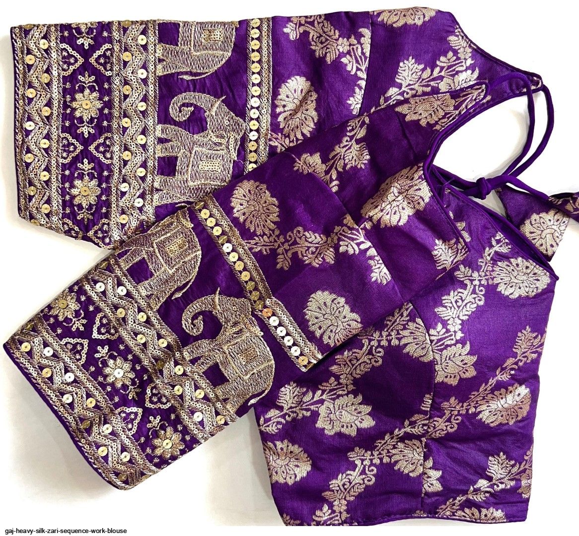 GAJ HEAVY SILK ZARI SEQUENCE WORK BLOUSE