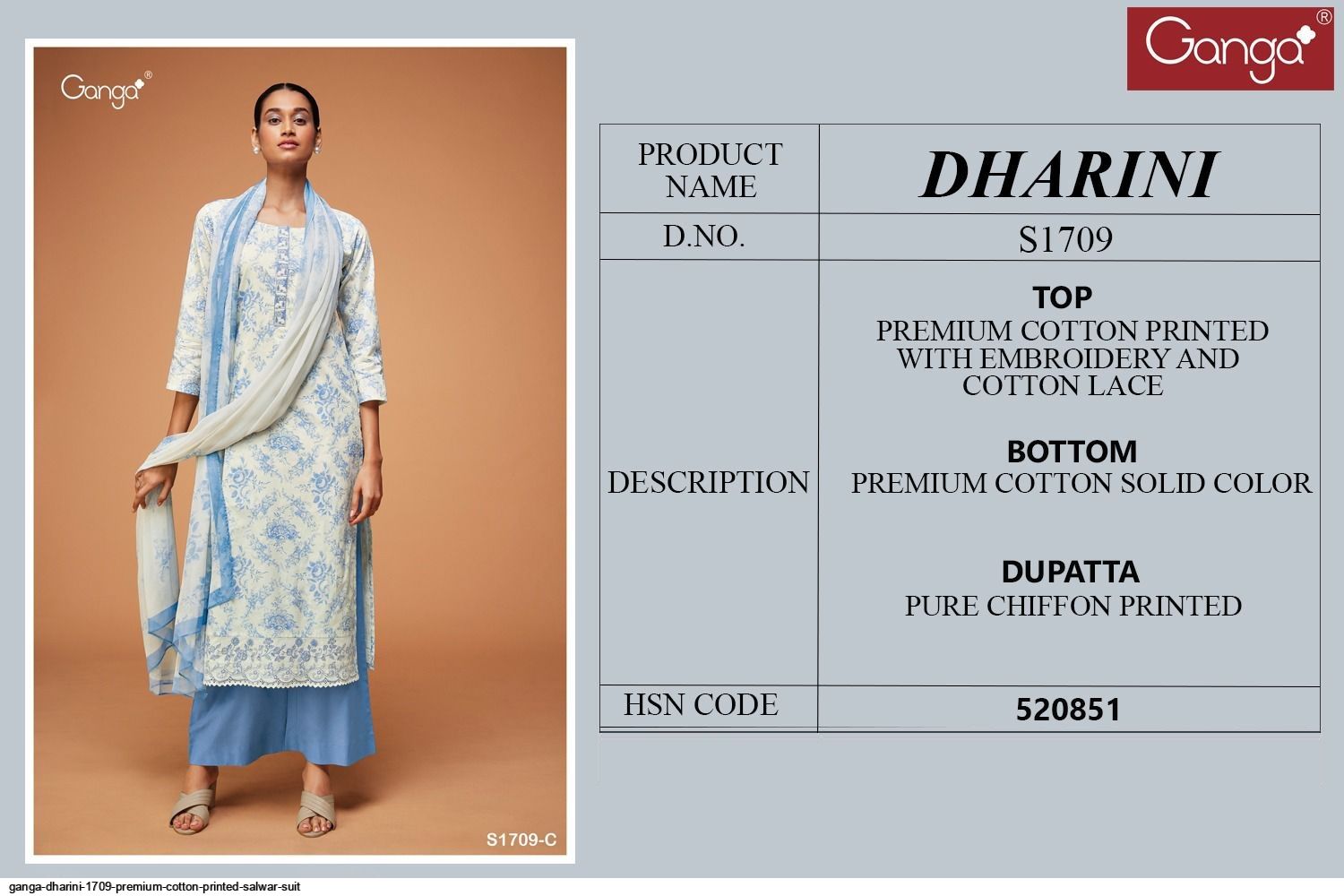 GANGA DHARINI 1709 PREMIUM COTTON PRINTED SALWAR SUIT