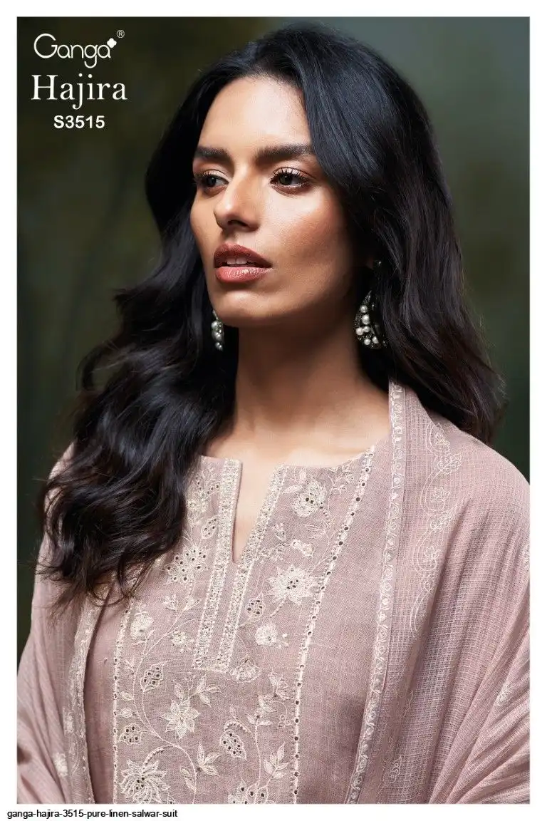 GANGA HAJIRA 3515 PURE LINEN SALWAR SUIT