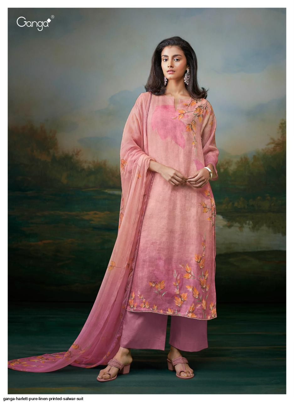 GANGA HARLETT PURE LINEN PRINTED SALWAR SUIT