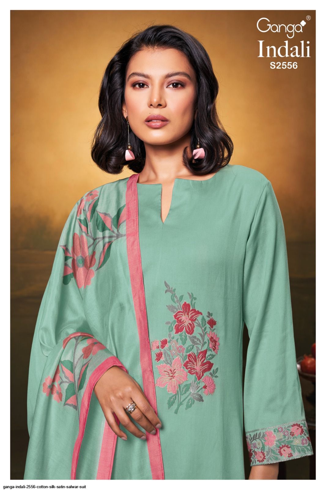 GANGA INDALI 2556 COTTON SILK SATIN SALWAR SUIT