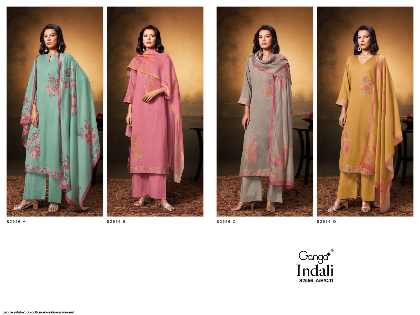 GANGA INDALI 2556 COTTON SILK SATIN SALWAR SUIT
