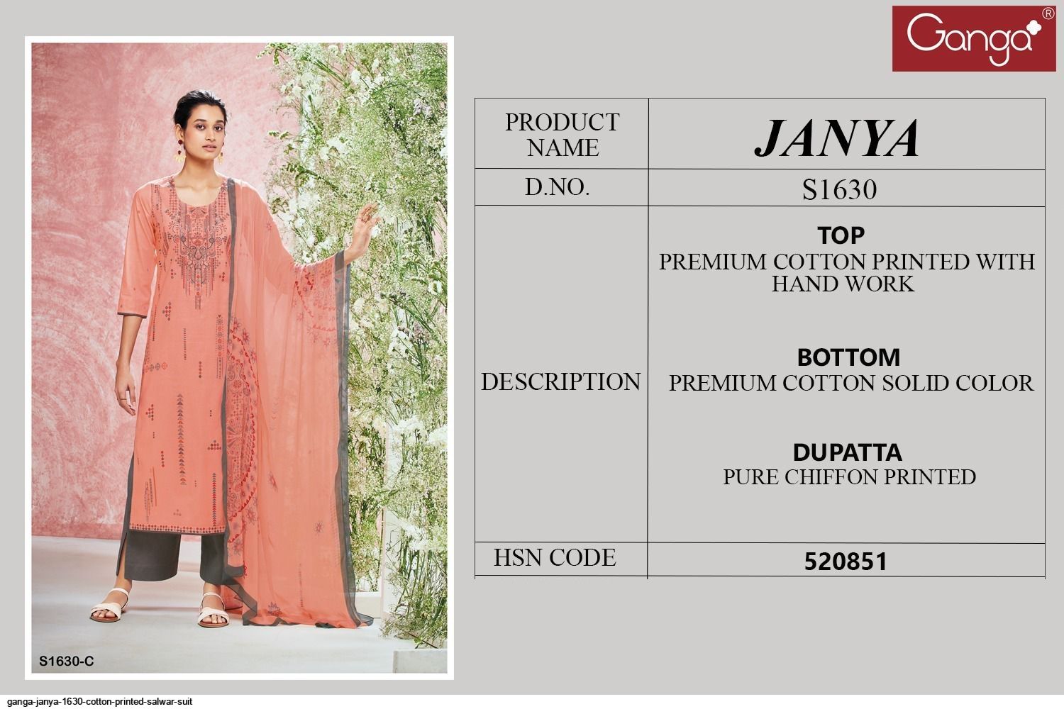 GANGA JANYA 1630 COTTON PRINTED SALWAR SUIT
