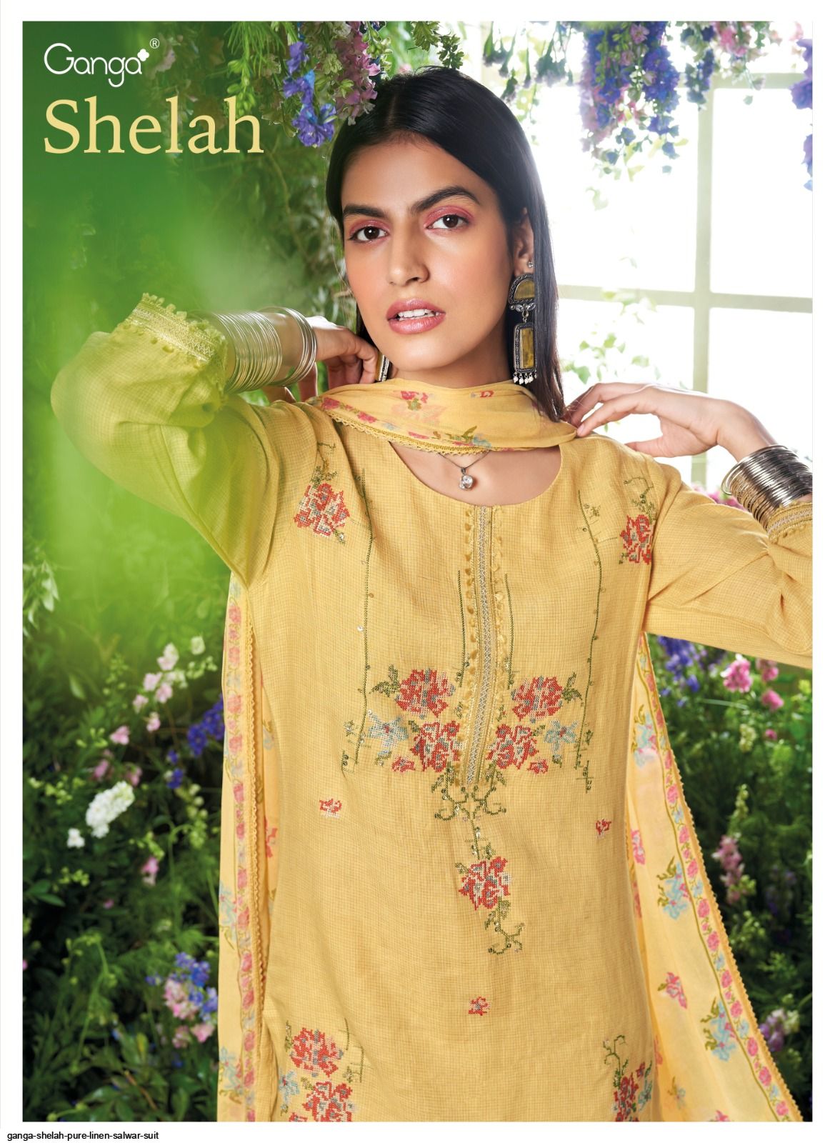 GANGA SHELAH PURE LINEN SALWAR SUIT