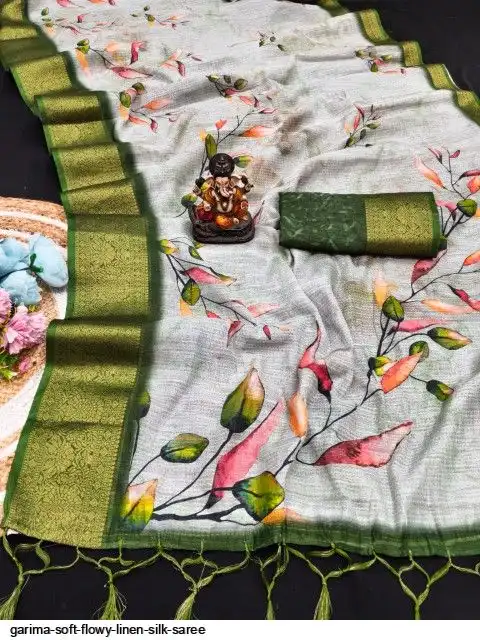 GARIMA Soft Flowy Linen Silk Saree