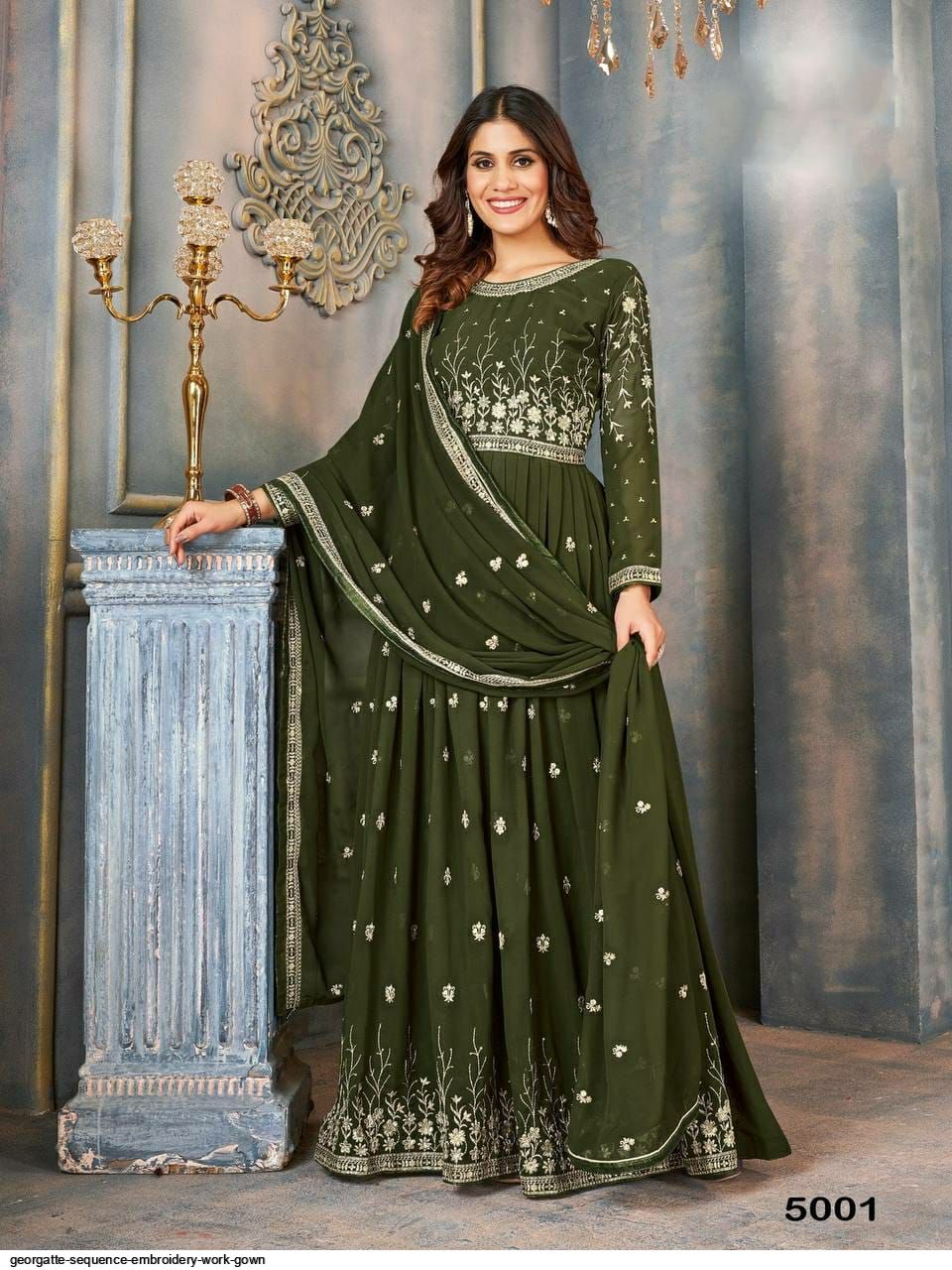 Georgatte Sequence Embroidery Work GOWN