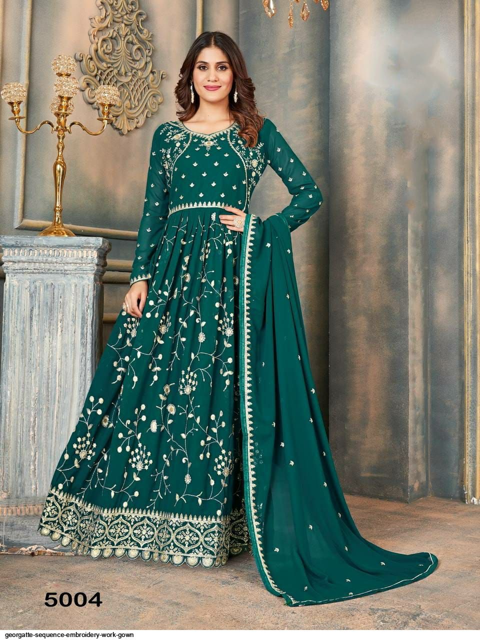 Georgatte Sequence Embroidery Work GOWN