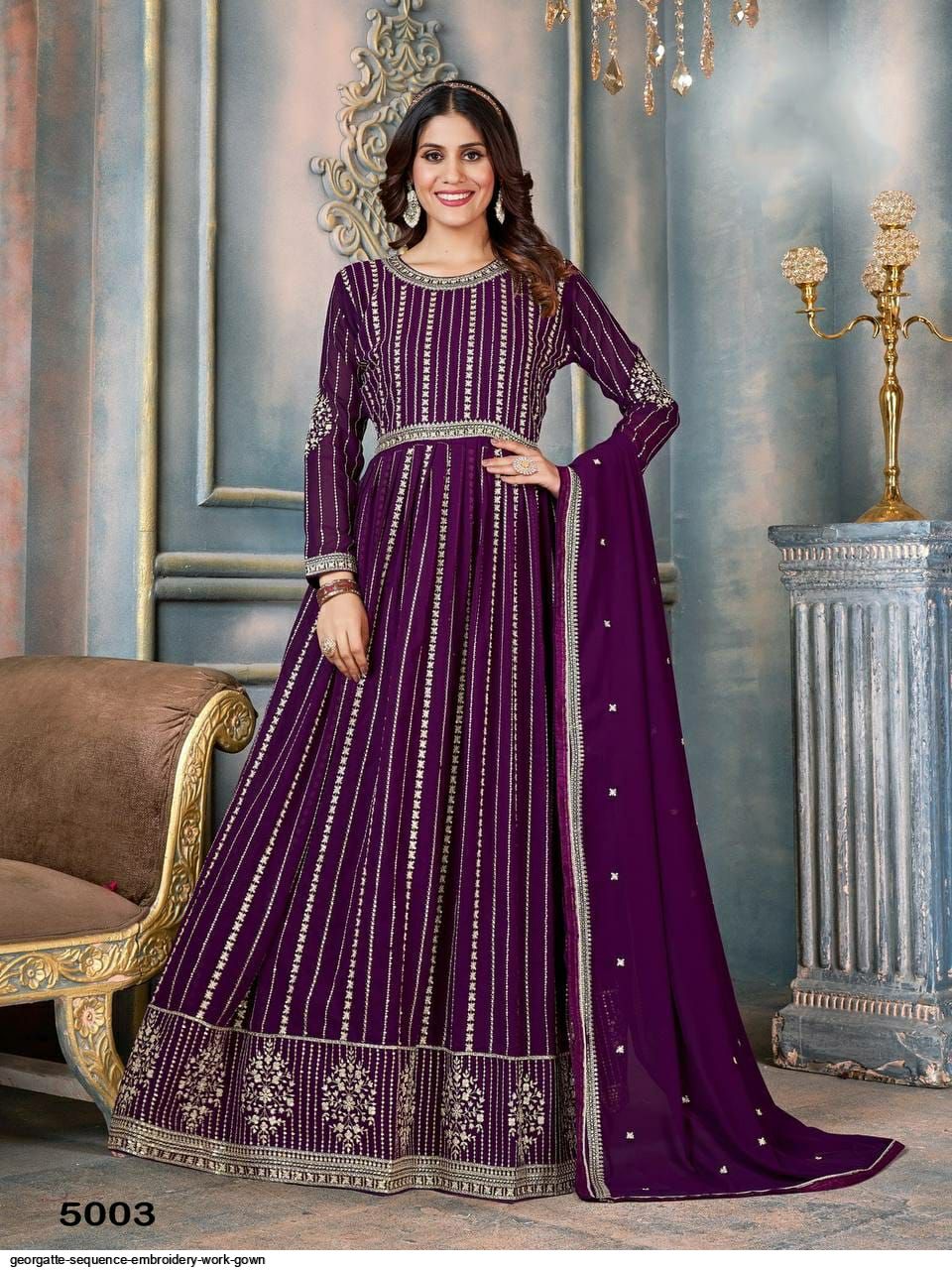 Georgatte Sequence Embroidery Work GOWN