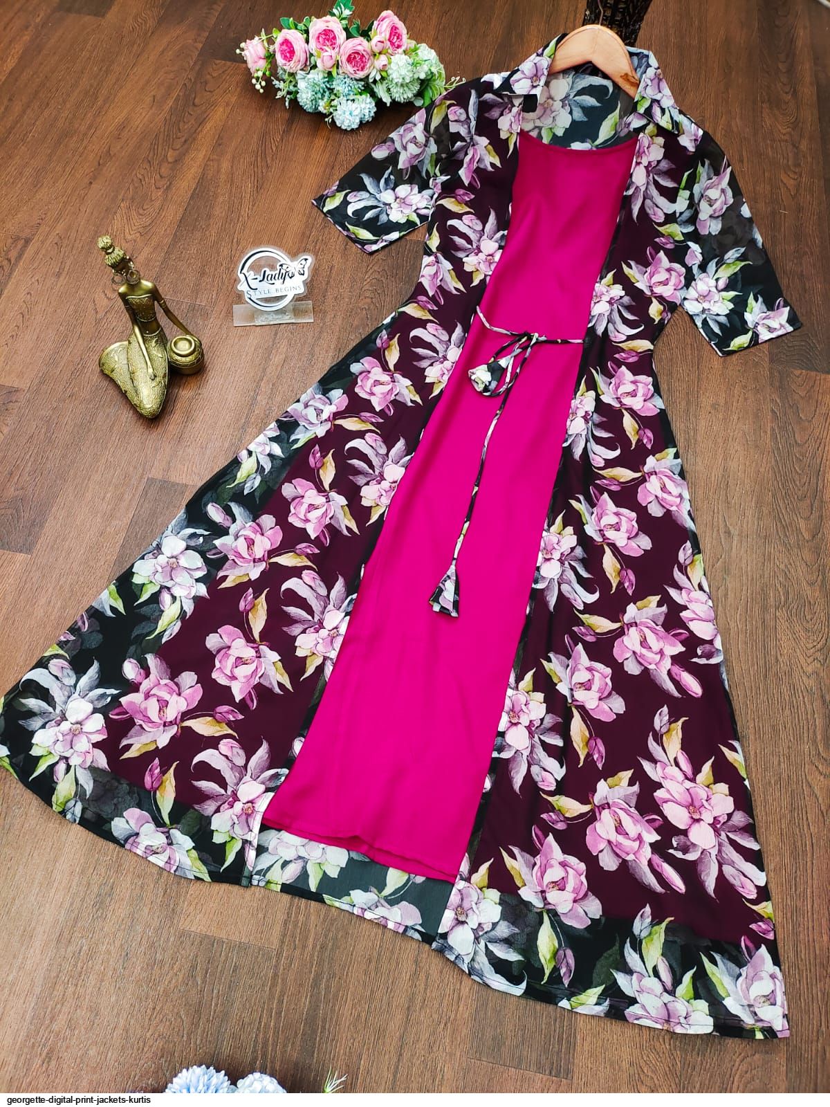georgette digital print jackets Kurtis