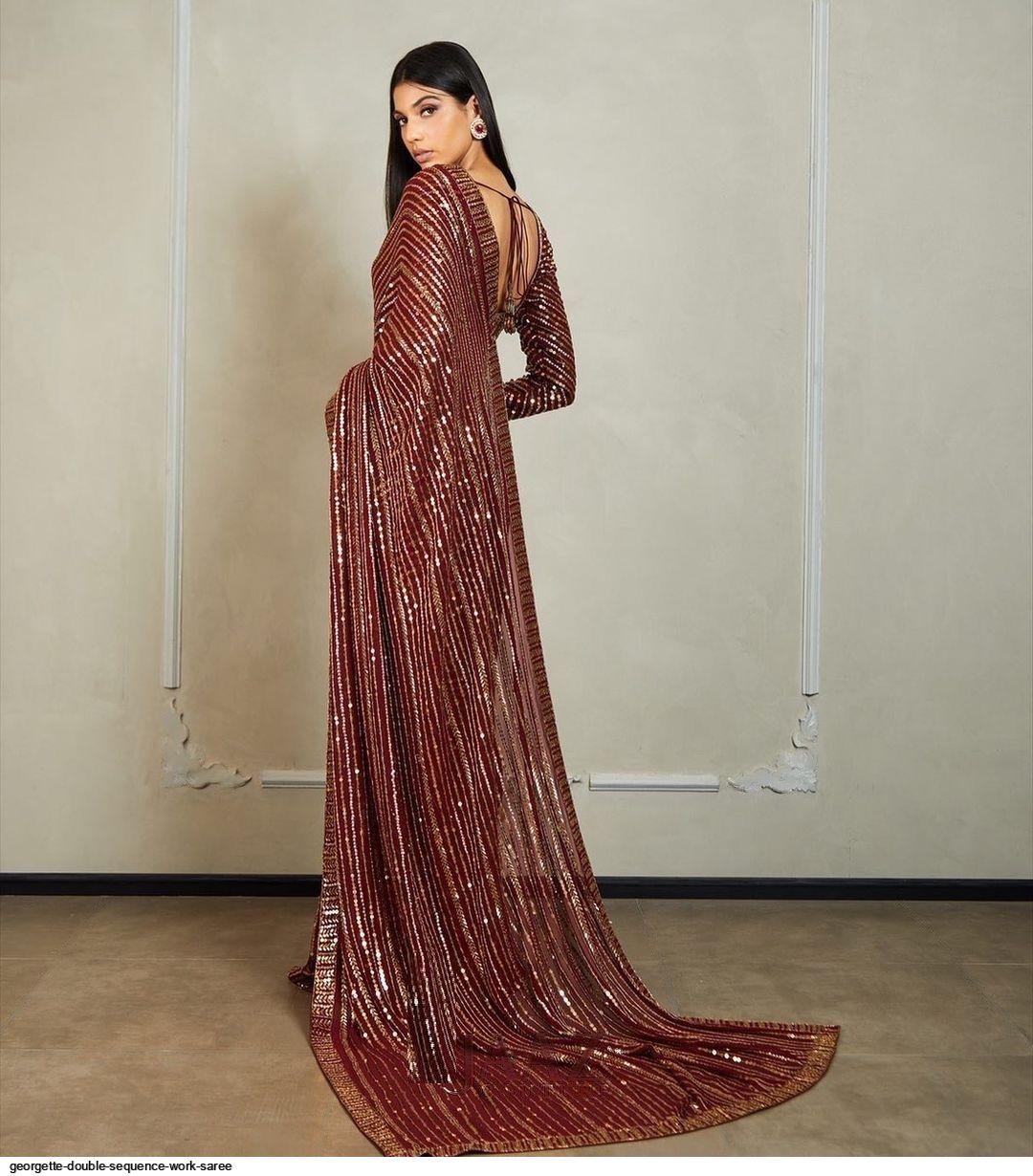 GEORGETTE DOUBLE SEQUENCE WORK SAREE