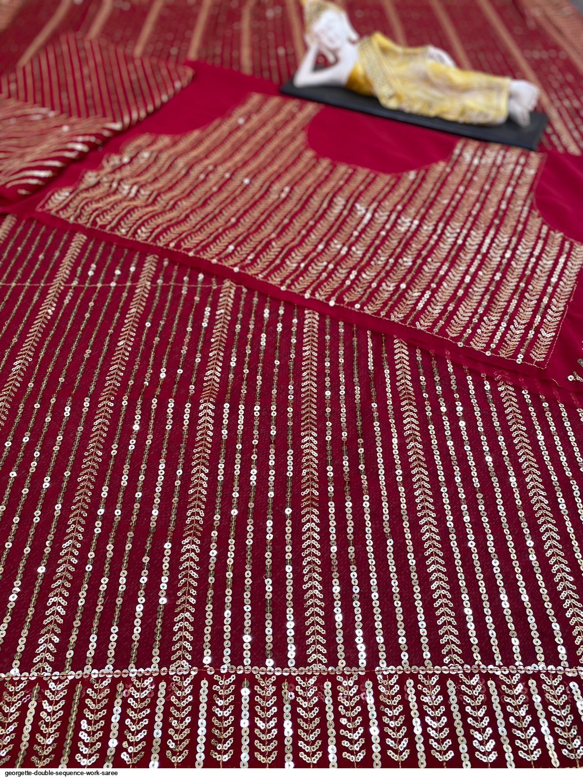 GEORGETTE DOUBLE SEQUENCE WORK SAREE