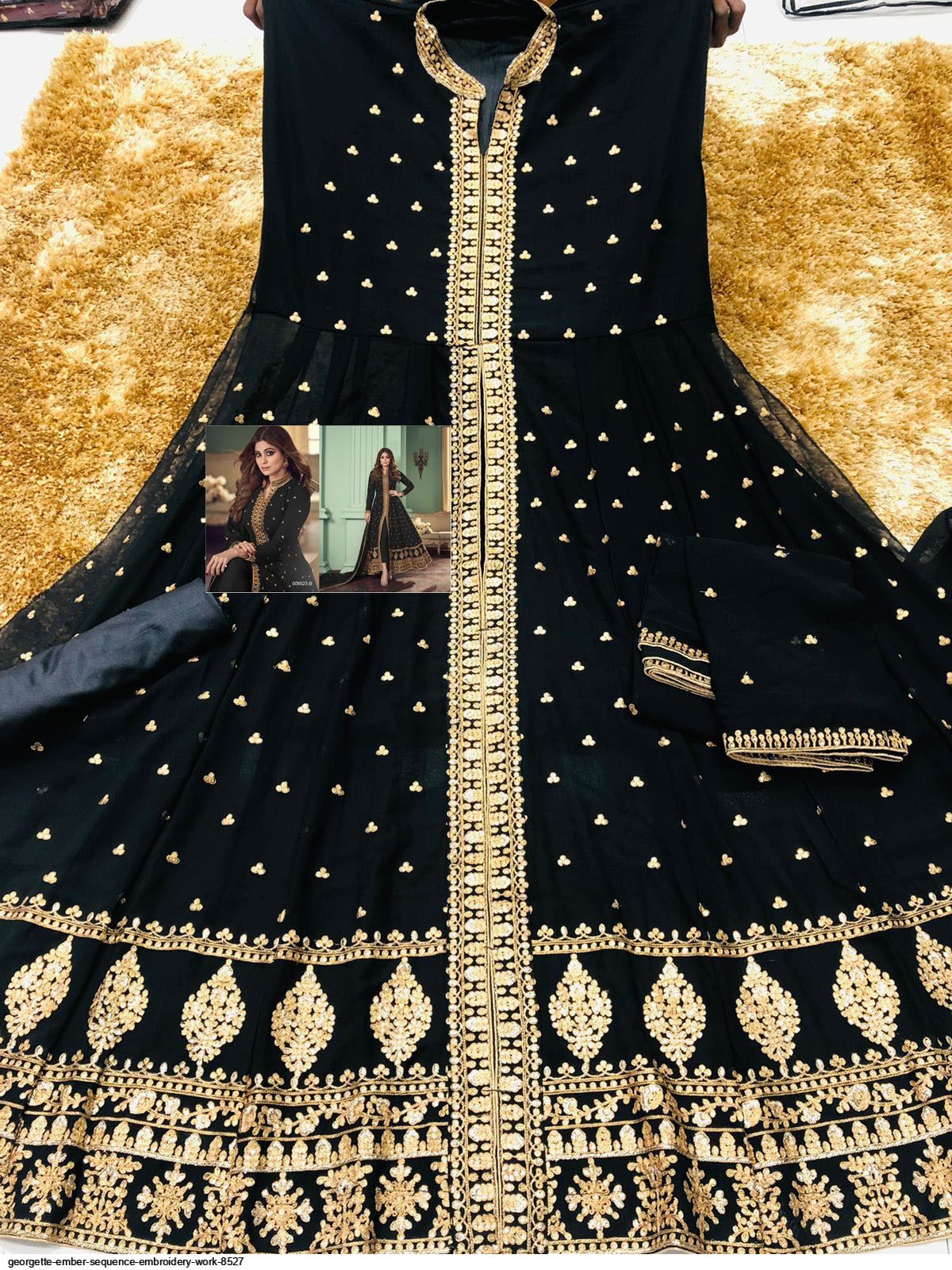 georgette-ember-sequence-embroidery-work lehenga choli-8527-b