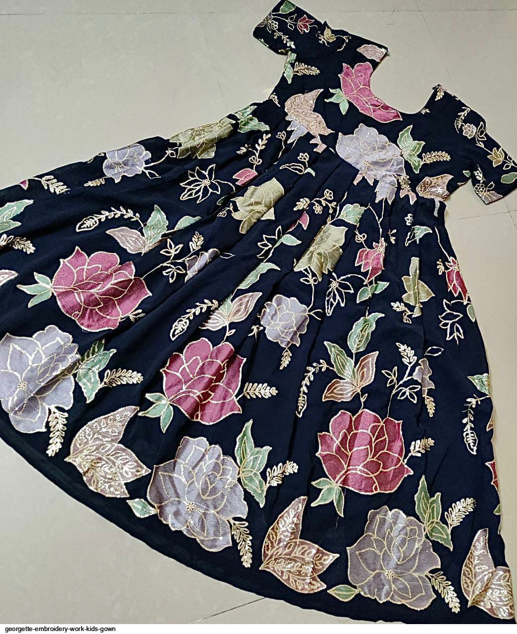 GEORGETTE EMBROIDERY WORK KIDS GOWN