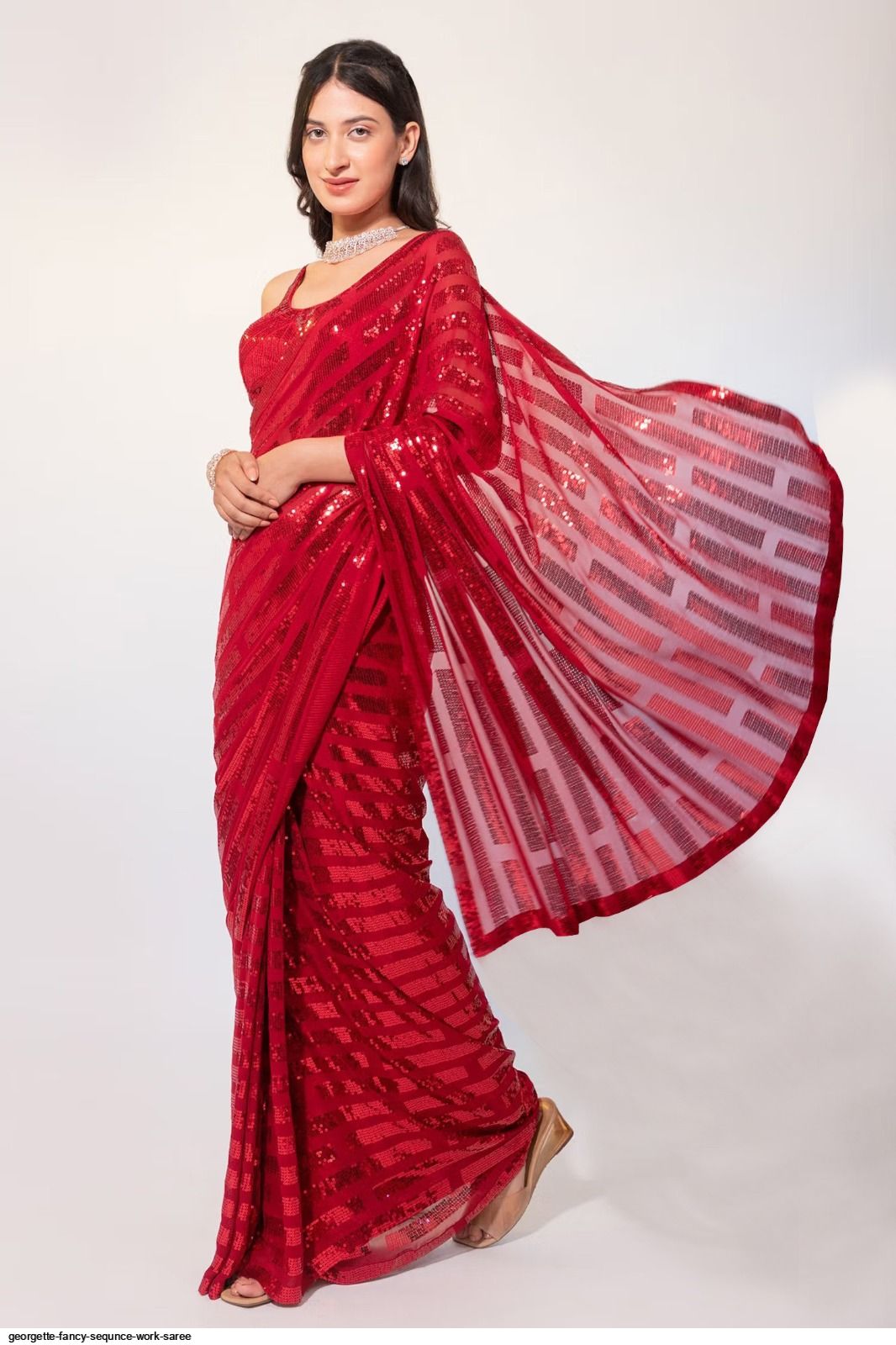 GEORGETTE FANCY SEQUNCE WORK SAREE