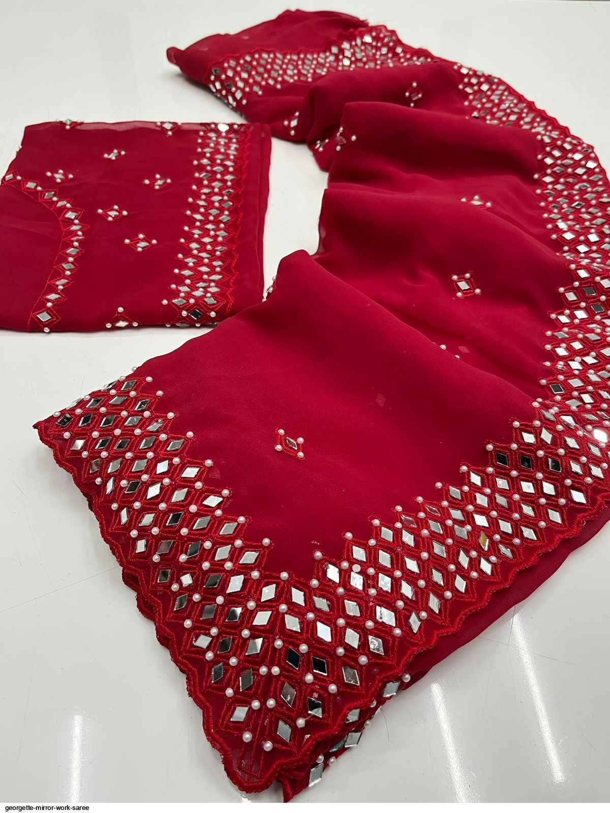 GEORGETTE MIRROR WORK SAREE