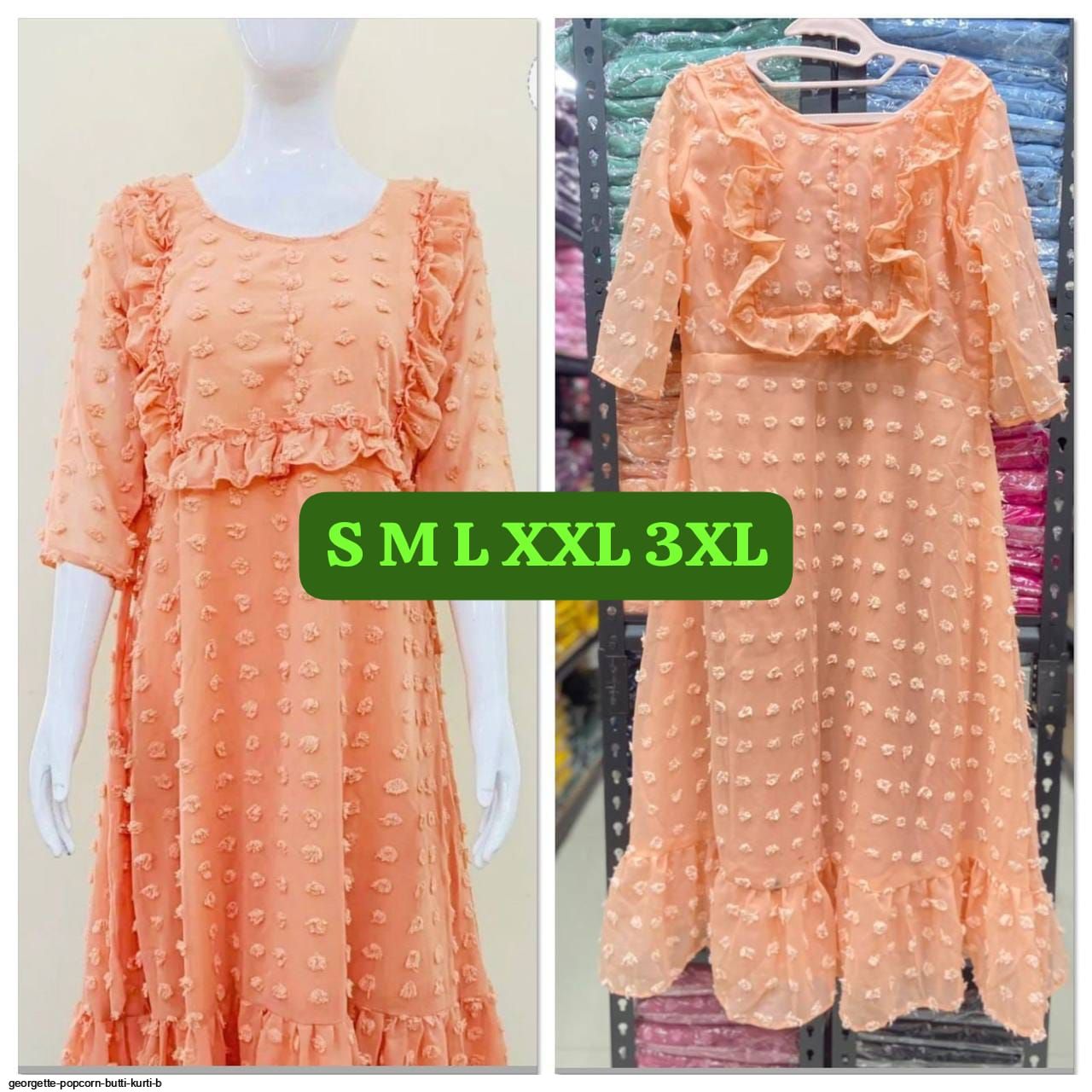 georgette-popcorn-butti KURTI