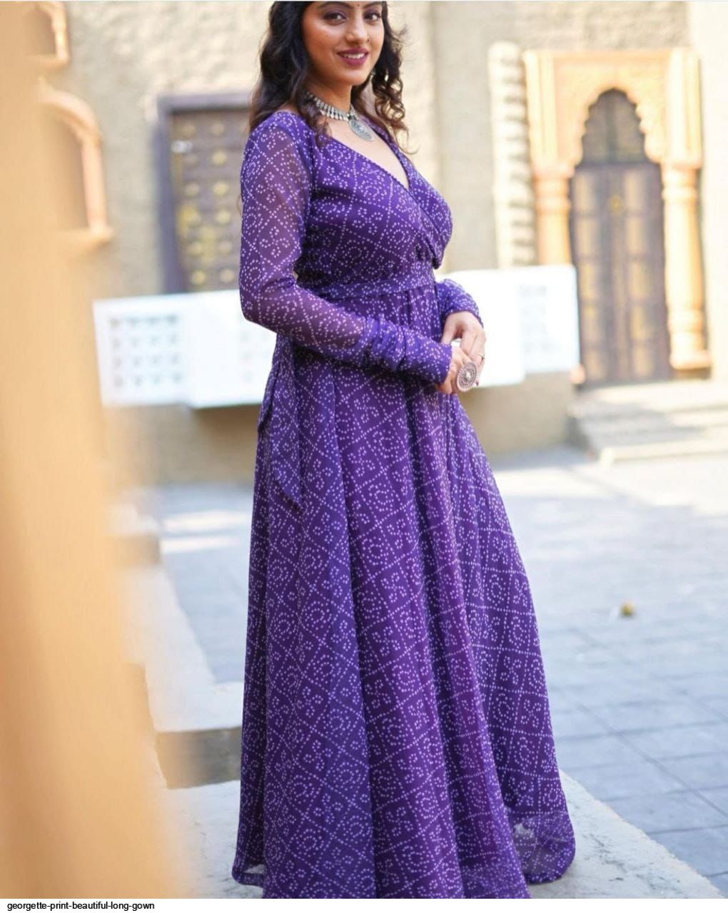 Georgette print beautiful long gown