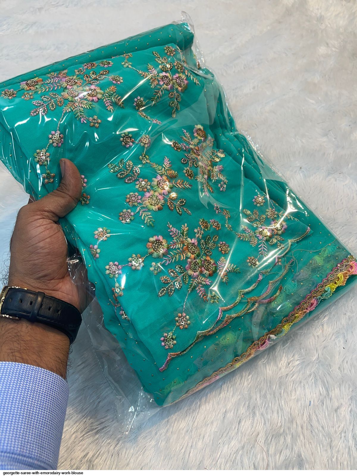 Georgette Saree With Emorodairy Work Blouse