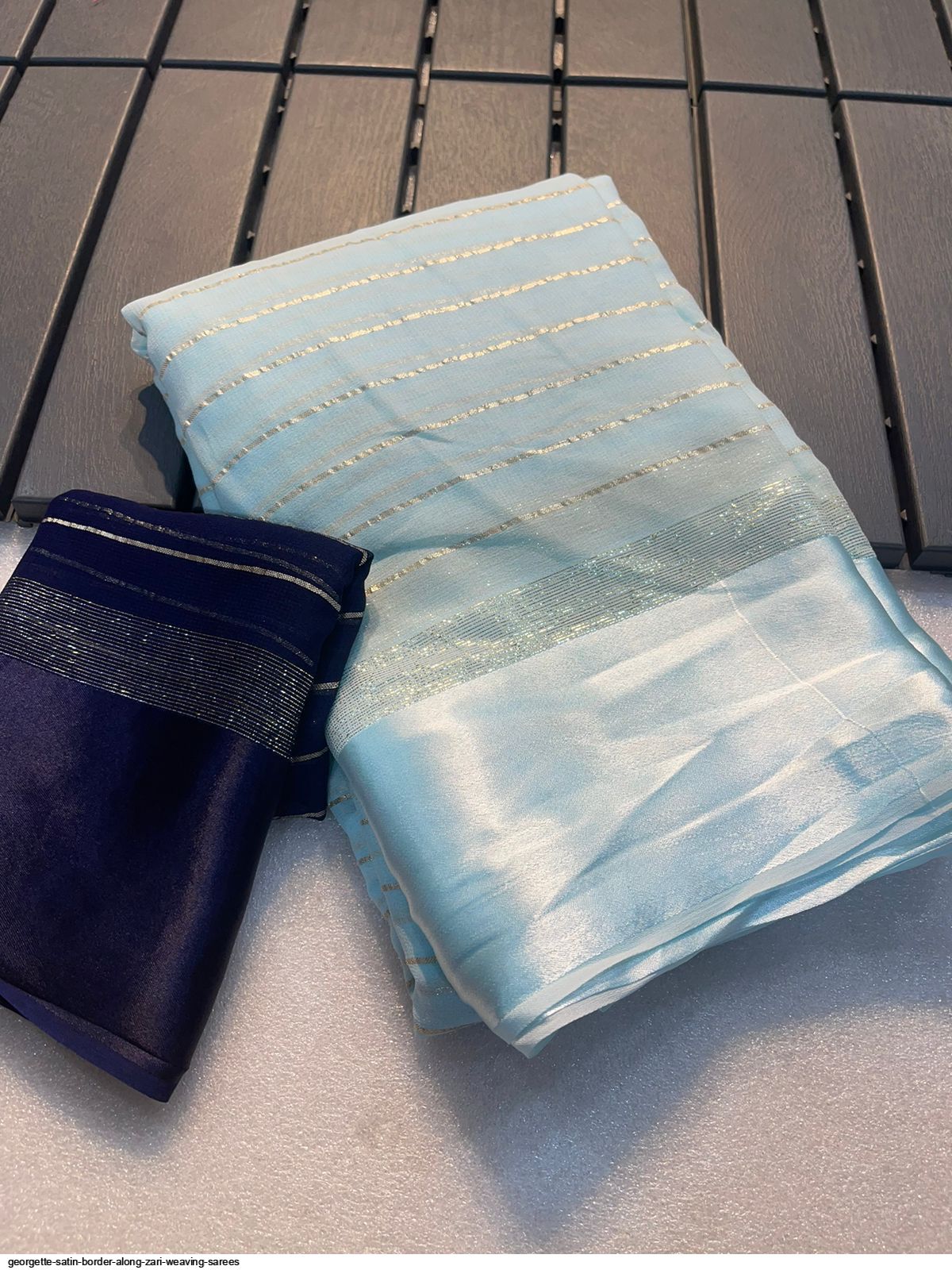 georgette satin border along Zari Weaving sarees