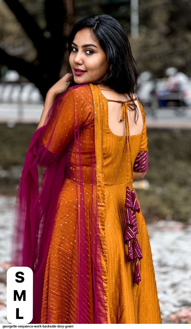 Georgette sequence work Backside dory gown